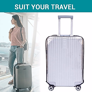 Clear Suitcase Cover - 20 24 26 28 30 Inch Waterproof PVC Suitcase Cover - Transparent Travel Suitcase Wrap - Protective Cover Case for Wheeled Luggage (24-Inch)