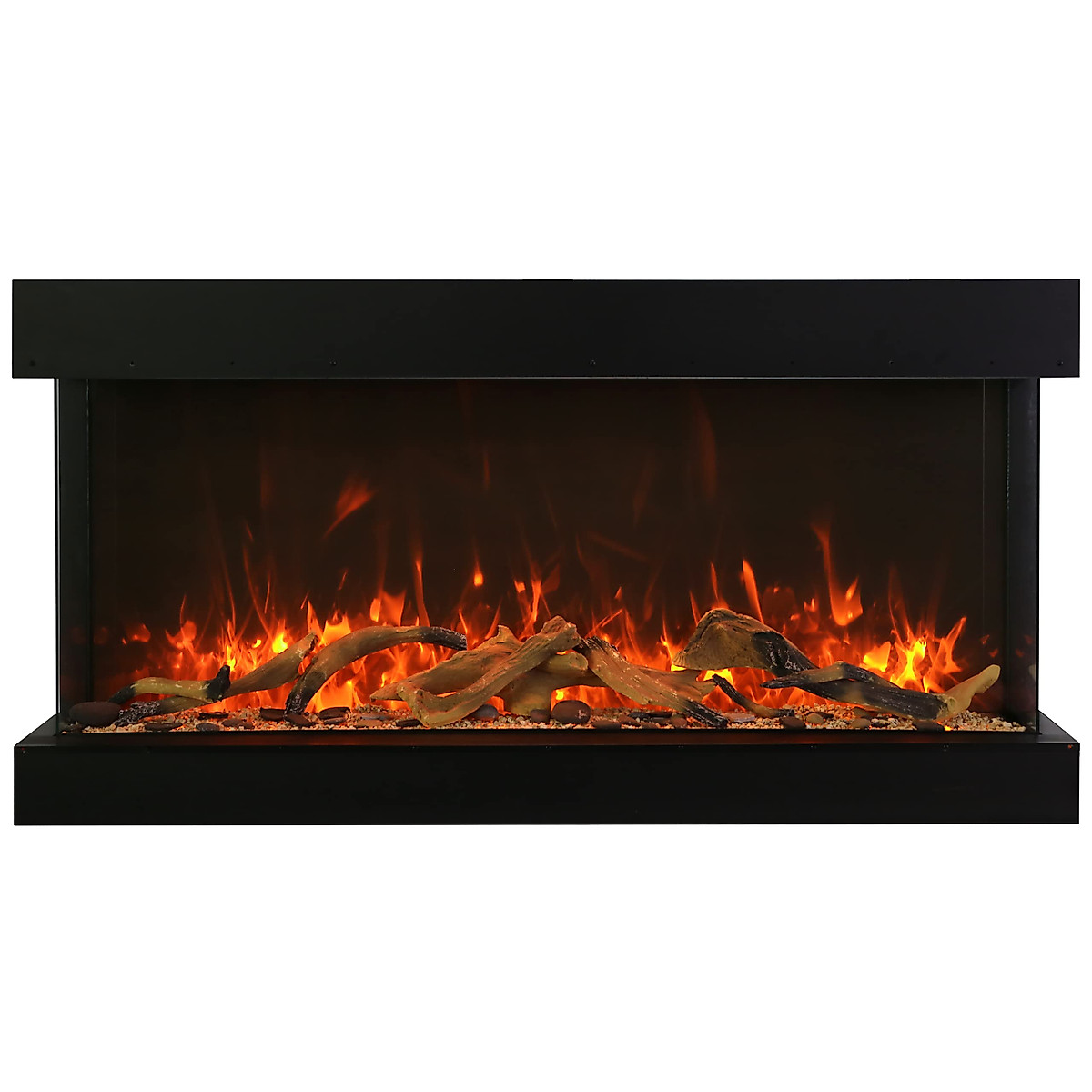 40-TRU-View-XL XT - 3 Sided Electric Fireplace 40 Inch, 3-Sided Glass Fireplace Heater w/Remote Control & 8H Timer, Thermostat, Black, Adjustable Brightness, Realistic Flame Effects