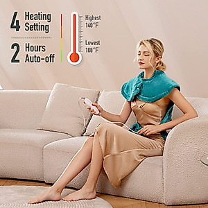 Large Heating Pad for Back and Shoulder, 24inx33in Heat Wrap with Fast-Heating and 4 Heat Settings, Auto Shut Off Available - Green