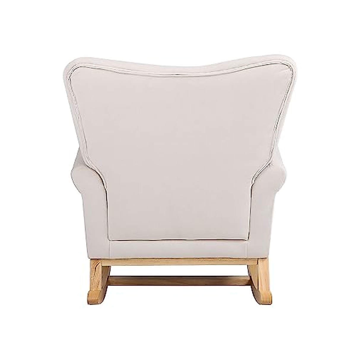 GIA Modern Nursery Rocking Chair Comfy Velvet Upholstered Glider Arm Rocker Padded Seat with High Backrest for Bedroom Living Room,Wooden Frame, Beige