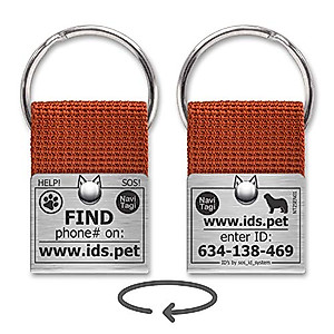 NaviTagi Pet ID Tag for Large and Extra Large Dogs. Personalized w/ID Number. Reliable Design, Stainless Steel Ring. 2 Phones Updatable Online, Name Safe (1 Tag - L)
