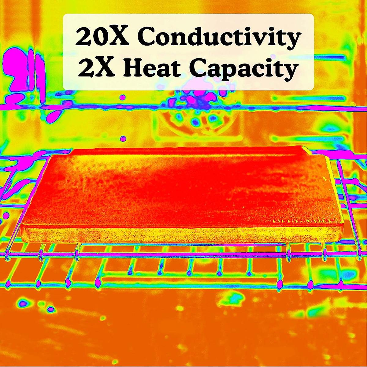 NerdChef Speed Steel - High Performance Pizza Baking Stone | Integrated Backstop & Handles | Heating Fins (13.5" x 14.5" x .90" Thick)