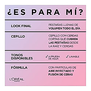 L'Oreal Paris Makeup Air Volume Mega Mascara, Lightweight & Long-lasting Volumizing Mascara for Voluminous Eyelashes, Waterproof Black, 0.3 Fl Oz