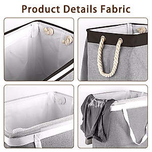 2 Pack Large Laundry Hampers with Lid, Collapsible Laundry Baskets with 2 Bags and 5 Hangers, Foldable Laundry Basket, Portable Clothes Hamper Laundry Basket Organizer for Bathroom, Bedroom, College