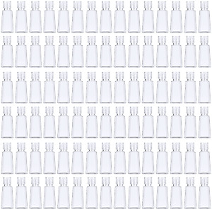 JAPCHET 100 PCS 1 oz Clear Plastic Travel Bottles with Flip Cap, Travel Size Refillable Flip Top Bottles, Small Portable Flip Cap Containers for Liquid, Lotion, Essential Oils, Shampoo and Toiletries