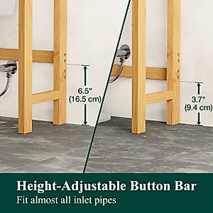 Smiry Over The Toilet Storage, Bamboo 3-Tier Over Toilet Bathroom Organizer with Adjustable Shelf, Fit Most Toilets, Space Saving, Stable Freestanding Storage Cabinet with 4 Hooks, Natural