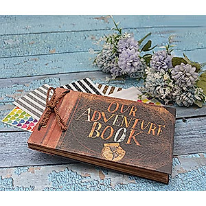 Scrapbook Photo Album, Photo Book, Our Adventure Book, Scrap Book with Hard Cover Movie Up Travel Scrapbook for Anniversary, Wedding, Travelling (Our adventute)