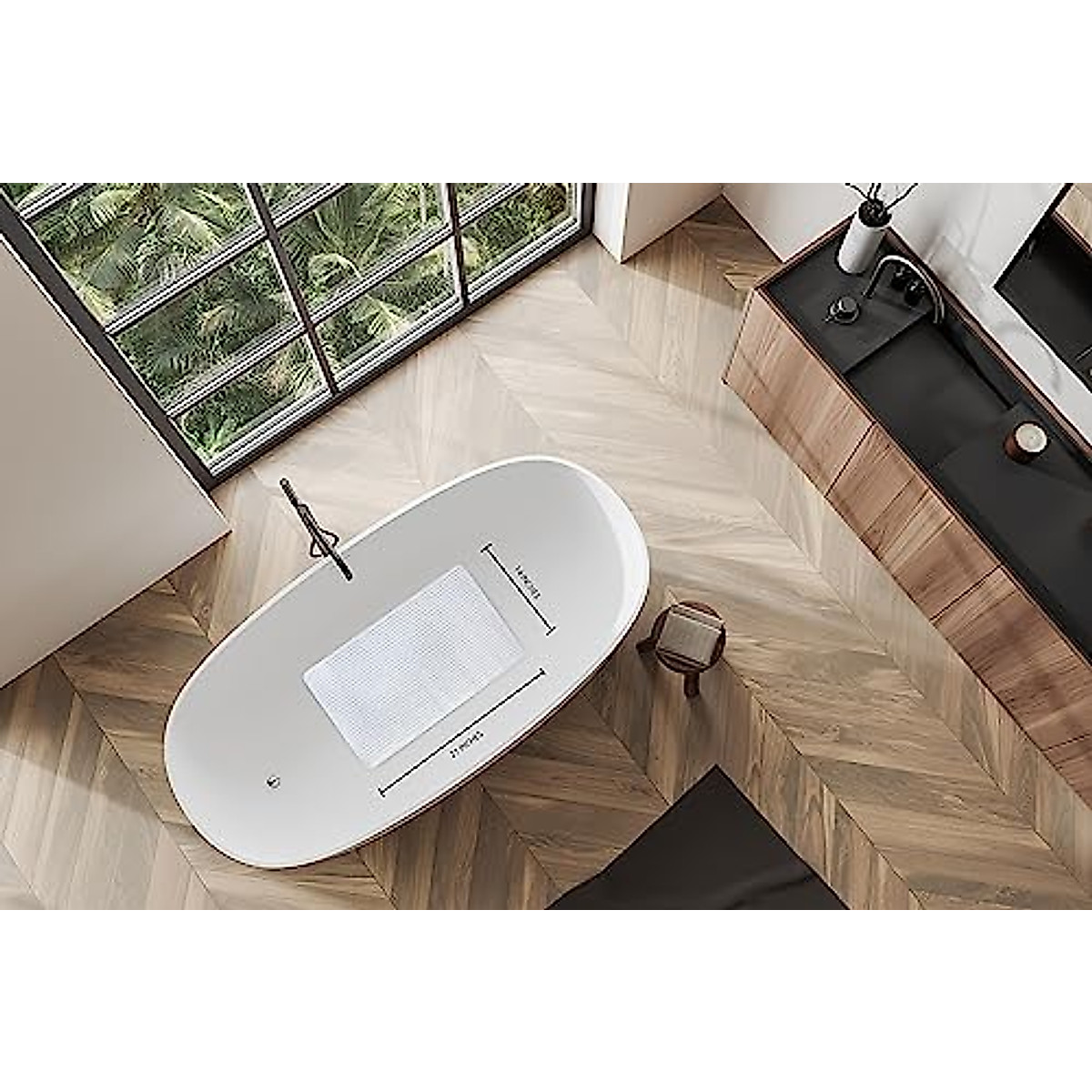 Splash Home Order Bathtub Mat Non-Slip, Shower Mat with 112 Suction Cups and Drain Holes Bath Mat for Tub, 27 L x 14 W Inches, Machine Washable, PVC - Clear