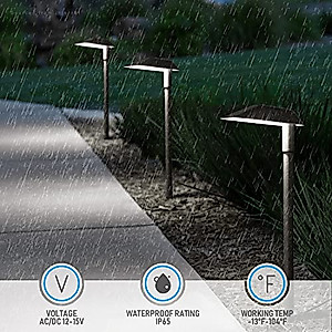 LEONLITE 12 Pack LED Low Voltage Pathway Lights, 5W 400LM 12-15V AC/DC, 23.4Inch Walkway Path Down Lighting, Ultra Bright Landscape Outdoor Driveway Light, IP65 Waterproof, 5000K Daylight