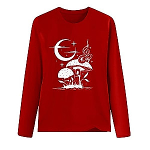 Womens Tops Plus Size Long Sleeve Thin T Shirt Women Women Fashion Casual V Neck Button Stitching Color Tunic Tops to Wear with Leggings Plus Sized Red