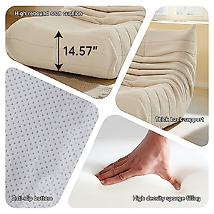 VASOENY 35.8'' X 41.3'' Armless Fireside Chair, Oversized Soft Sherpa Fabric Floor Lounge Sofa Couch, Comfy Single Lazy Sofa, Leisure Bean Bag Chair for Living Room, Bedroom, Office, Apartment