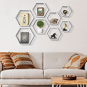 Overstock Wall Mounted Hexagon Floating Shelves Black - 8 PCS