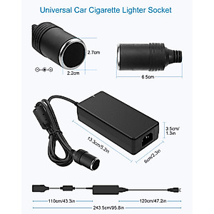 ALITOVE AC to DC Converter 12V 8A 96W, 100V-240V to 12V Power Supply Adapter Car Cigarette Lighter Socket, AC/DC Transformer for Portable Cooler Warmer, Massage Coushion,Other Car Devices Under 96W