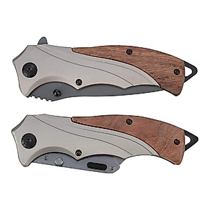 Performance Tool W9371 Hardwood and Aluminum Pocket and Utility Knife Set with Drop Point Blades and Inline Blade Locks and Clips (2 Pieces)