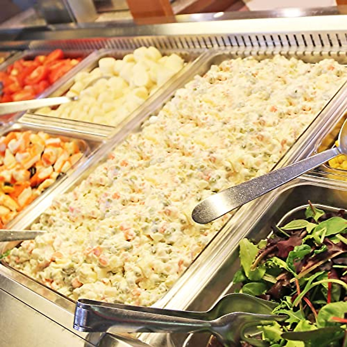 Restlrious Food Pan Full Size Plastic 8" Deep Chafer Food Pan Polycarbonate, Clear 3 Pieces Stackable Food Pan with Capacity Indicator for Food Storage in Kitchen, Restaurant, Foodservice Area