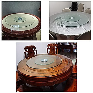 Lazy Susan Turntable for Kitchen - 24" 36" 40" Transparent Rotating Round Turntable with Auxiliary Wheel design, 360 Degree Swivel Dining Table Serving Tray, Aluminum alloy (Size : 90cm/35.4in)