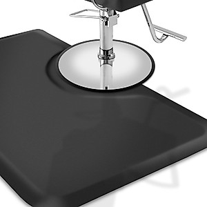 Saloniture 3 ft. x 5 ft. Salon & Barber Shop Chair Anti-Fatigue Floor Mat - Black Rectangle - 7/8 in. Thick