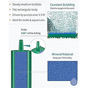 Pawfly Aquarium Air Stone Bar Bubbler 4 Inch Bubble Release Tool with Plastic Base Square Oxygen Diffuser for Nano Air Pump Small Bucket and Fish Tank, 4 Pack