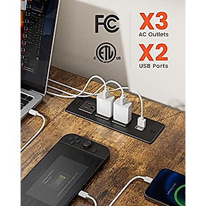 ErGear L Shaped Computer Desk with USB Charging Port and Power Outlet, 55 inch Corner Desk with Storage Shelves, 2 Person Long Gaming Table Modern Home Office Desk