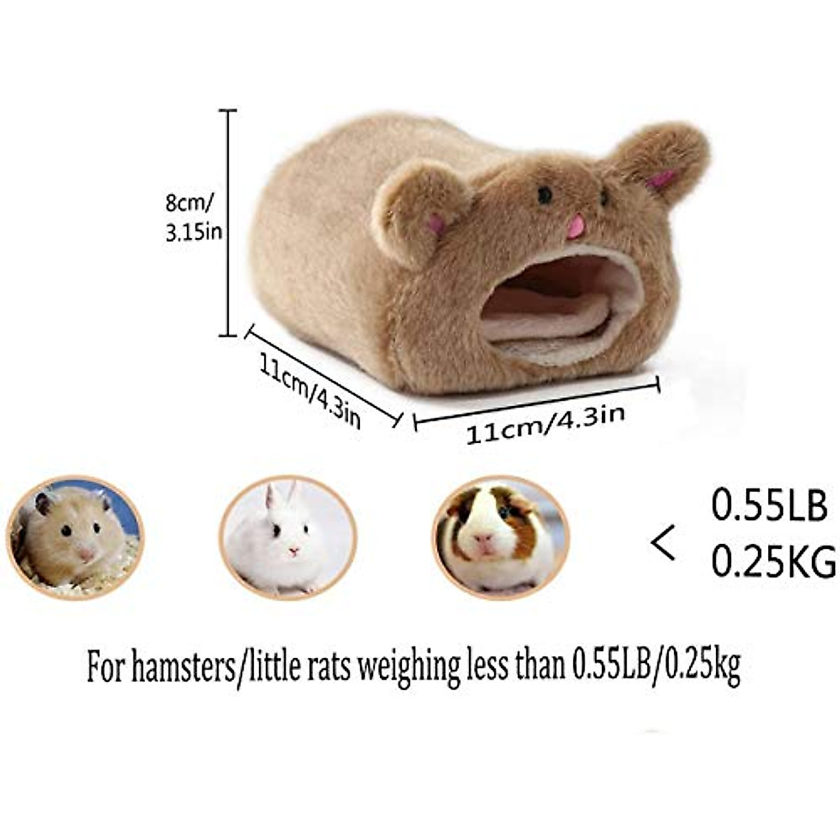 POPETPOP Winter Warm Dwarf Hamster Bed - Cute Small Pet House Warm Hanging Cage Cave Bed Small Animal Cage Accessories for Small Guinea Pig Rat Sugar Glider