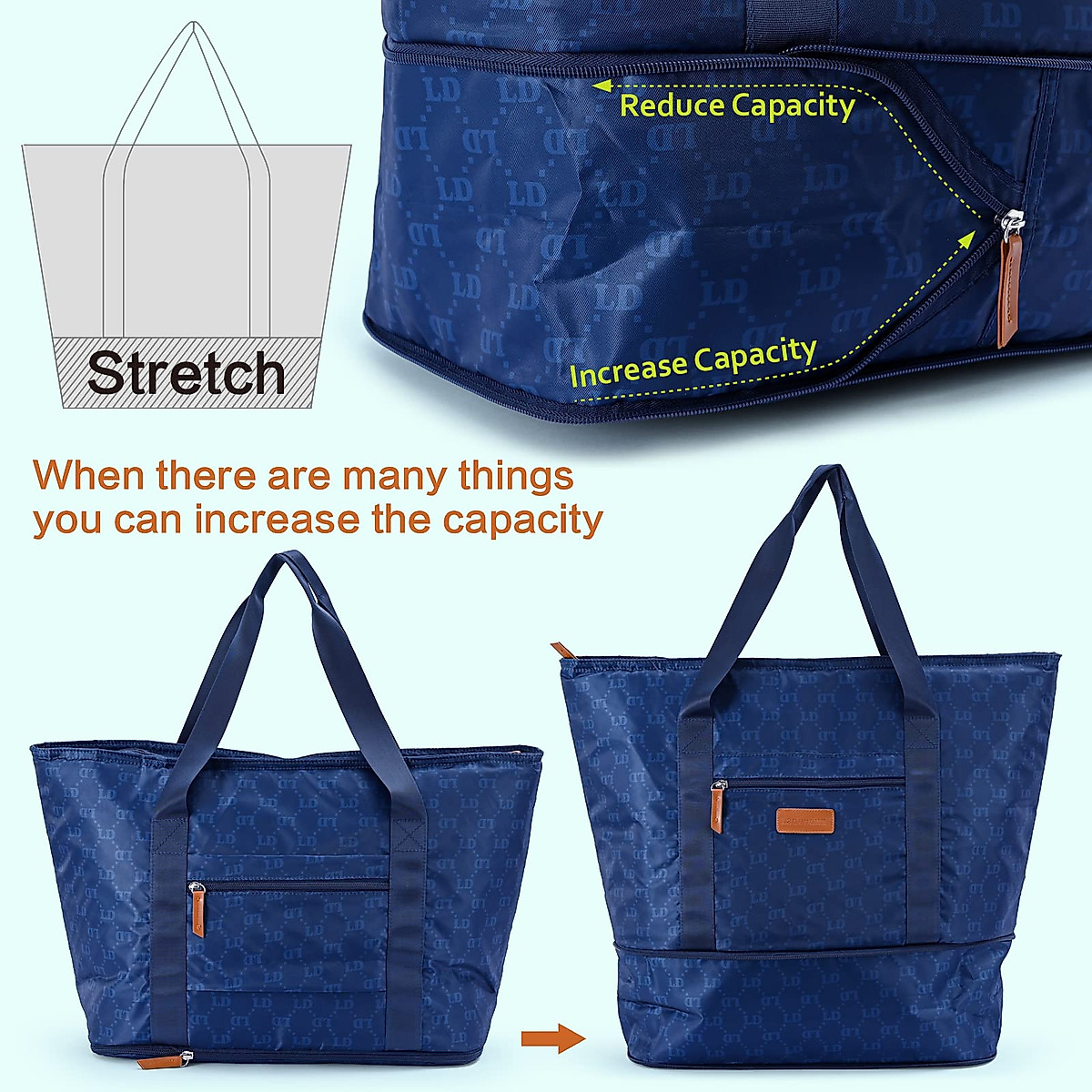 Ladbodun Cooler Bag Insulated Grocery Lunch Tote Bags With Zippered Top, Large Reusable Insulated Food Carrier Soft Delivery Bag For Groceries Thermal Hot Or Cold Frozen Foods For Camping Travel