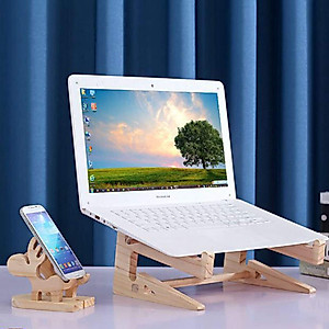 Laptop Stand Wood, Small elk Solid Wood Phone Holder, Vertical Heightening Stand,11-14inch Compatible with Apple MacBook Air Mac Pro and iPad Pro, HP, DELL, Acer, Toshiba, Surface, Lenovo etc