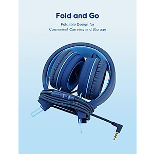 iClever [2 Pack] Kids Headphones with Microphone for Online Schooling - Safe Volume Limited 85dB/94dB, Adjustable Foldable Headphones for Girls/Boys/Airplane/Computer/Laptop