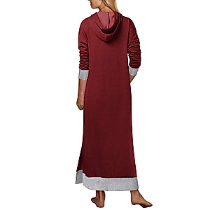 Jacansi Women's Sweatshirt Hoodie Dress with Pockets Winter Fall Long Dresses for Women Red M