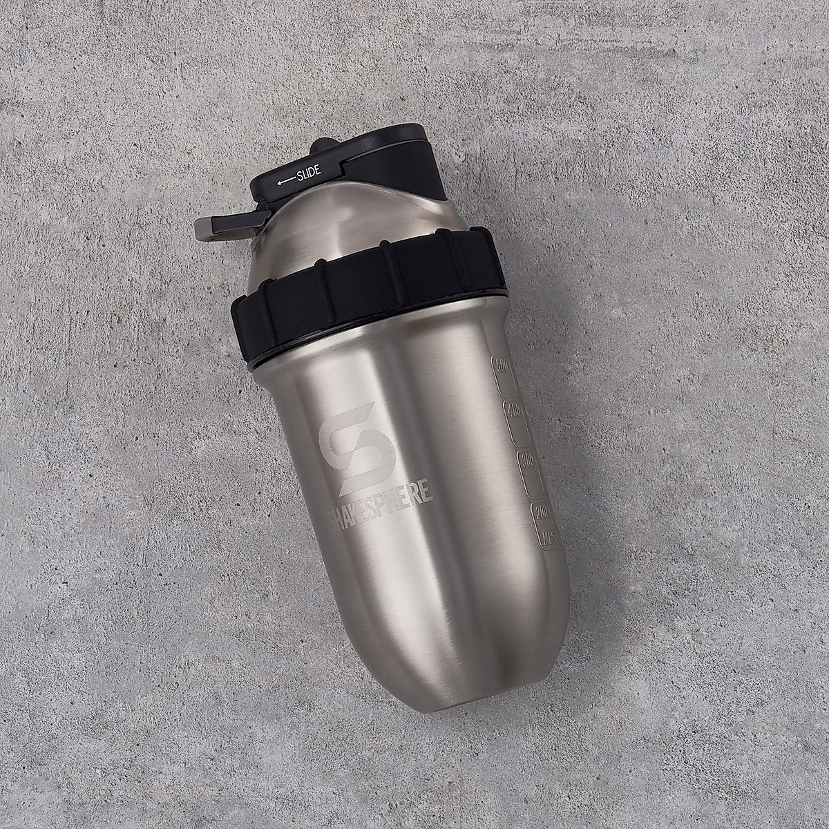 SHAKESPHERE Steel Protein Shaker Bottle - Insulated, BPA-Free, 24oz - Leak-Proof, Easy to Clean, No Mixer Ball Needed - Keeps Drinks Hot & Cold - Ideal for Shakes & Smoothies (Steel)