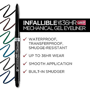 L'Oreal Paris Infallible Grip Mechanical Gel Eyeliner Pencil, Smudge-Resistant, Waterproof Eye Makeup with Up to 36HR Wear, Polar White, 0.01 Oz