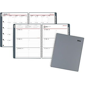 2024 Office Depot® Brand Weekly/Monthly Appointment Book, 8-1/2" x 11", Silver, January to December 2024, OD710530