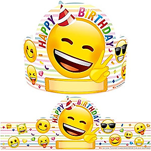 FANCY LAND Birthday Crowns for Kids Classroom 30PCS Emoji Birthday Crowns Party Supplies