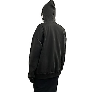 Men Rhinestone Hoodies Y2k Full Zip Up Hoodies Women Oversized Skull Skeleton Graphic Sweatshirt Zip Over Face Gothic Jackets (Blue, L)