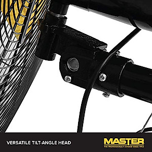 Master 24 Inch Industrial High Velocity Wall Mount Fan - Direct Drive, All-Metal Construction with Steel-Coated Safety Grill, 3 Speed Settings (MAC-24W)