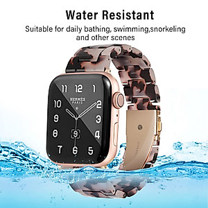 HOPO Compatible With Apple Watch Band 38mm 40mm 42mm 44mm Thin Light Resin Strap Bracelet With Stainless Steel Buckle Replacement For iWatch Series 8 7 6 5 4 3 2 1 SE (Black AgateRose