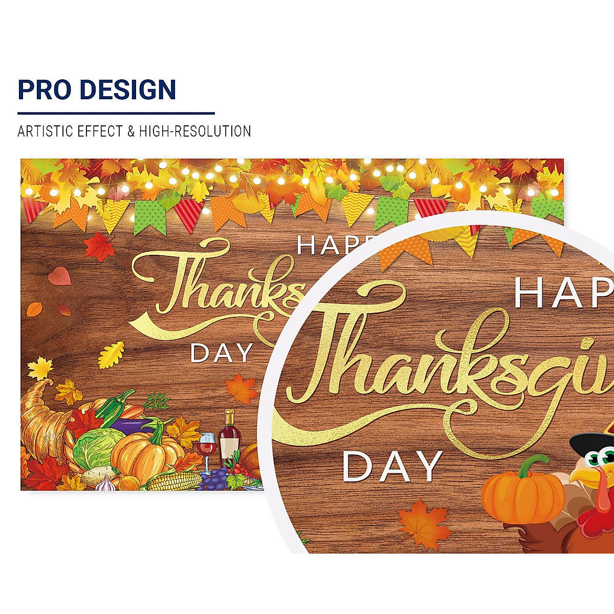 Allenjoy Happy Thanksgiving Day Backdrop for Autumn Fall Harvest Festival Give Thanks Thankful Turkey Pumpkin Birthday Baby Shower Party Supplies Decorations Banner Gifts Home Decor Background