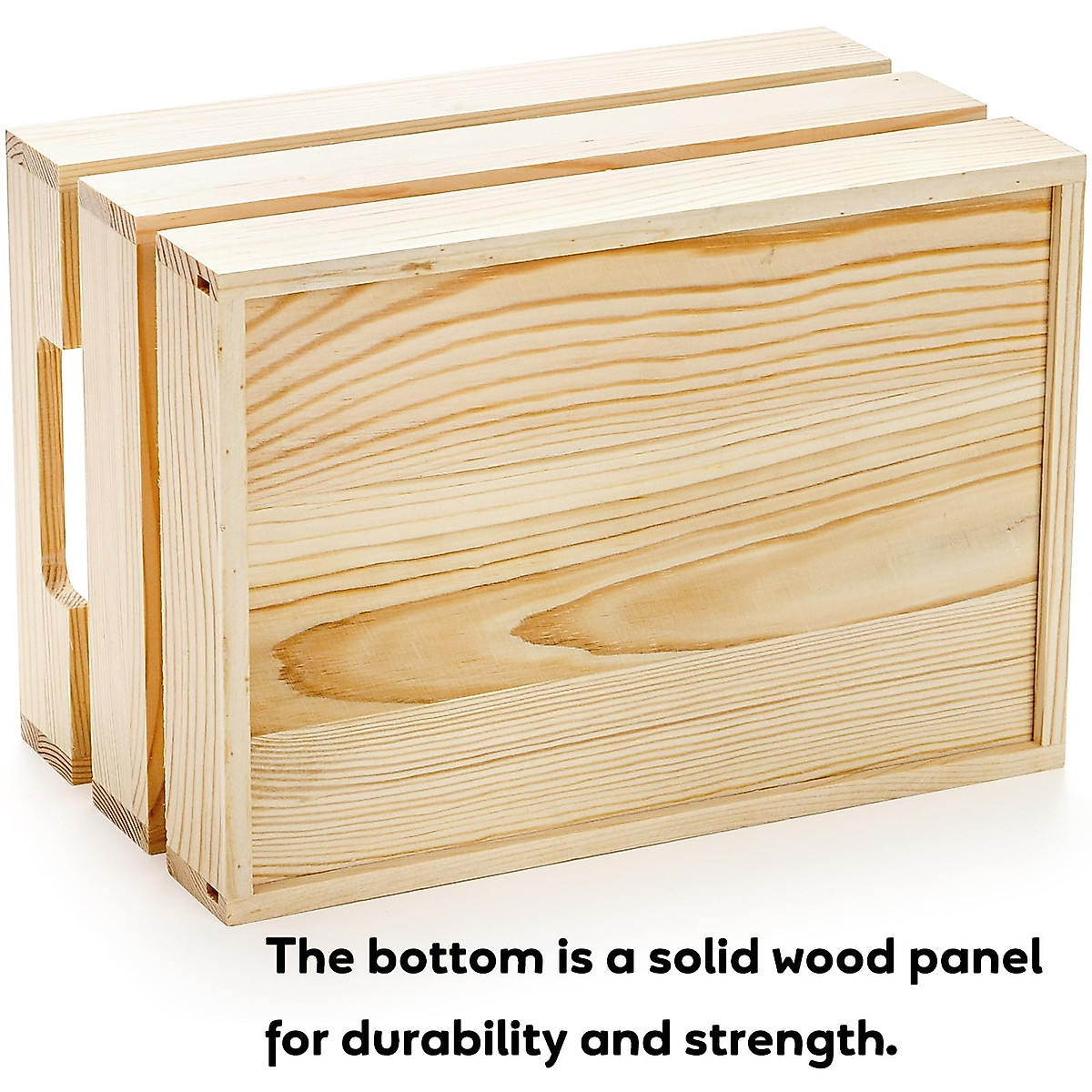 Youeon Set of 3 Rustic Wooden Nesting Crates with Handles, Decorative Wooden Crates, Crate Box Wooden Storage Box for Kitchen, Office, Bedroom, Closet, Rustic Country Decor