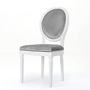 Christopher Knight Home Camille Traditional Velvet Dining Chairs, 2-Pcs Set, Horizon Grey / Gloss White