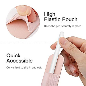 MoKo Pencil Holder Sticker Fit Apple Pencil Pro, Apple Pencil (USB-C), Apple Pencil 1st/2nd Generation, Elastic Pencil Pocket Pouch Adhesive Sleeve Attached to iPad Case for Stylus Pens,Rose Gold