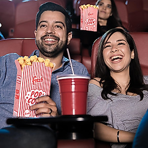 Dualshine 100 Pack Popcorn Boxes,1.25 oz Paper Popcorn Containers,Red and White Striped Close-Top Cardboard Pop Corners Bags Individual Servings for Theater Night Movie,Party,Christmas