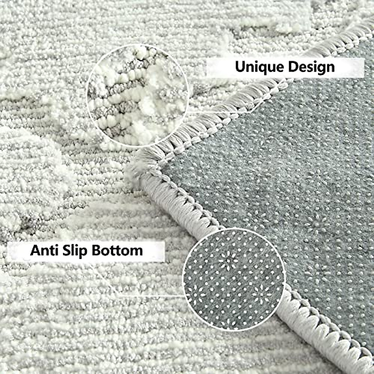 JOLENE.K Shag Rugs 8x10 for Bedroom, Indoor Modern Fluffy Carpet Shaggy Mat Ultra Soft Plush Geometric Rug Moroccan Floorcover Non Slip Thick Boho Rugs Living Room Dining Room Office, Ivory Beige Grey