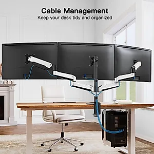 HUANUO Triple Monitor Stand - Full Motion Articulating Gas Spring Monitor Mount Fit Three 17 to 32 inch LCD Computer Screens with Clamp, Grommet Kit