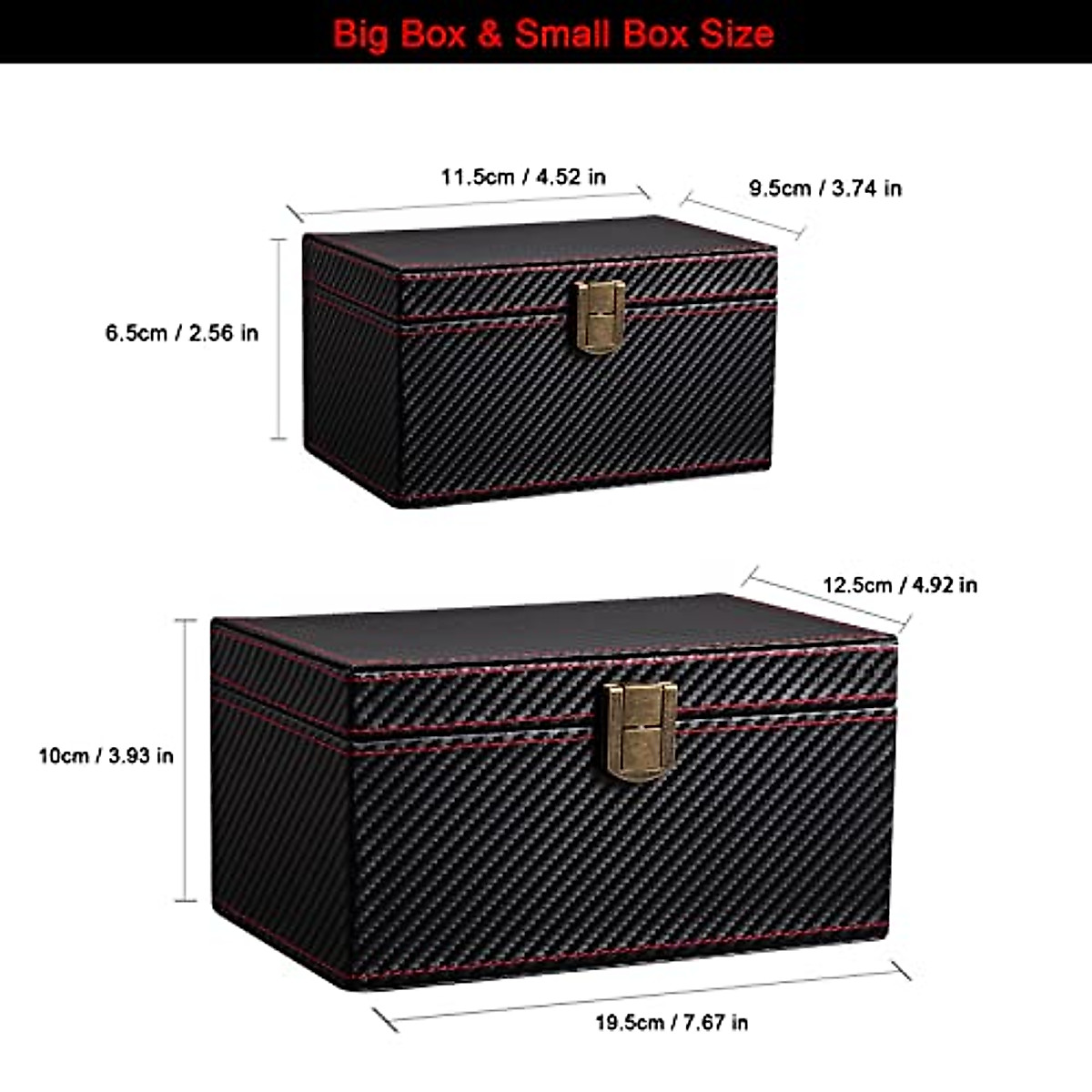 Faraday Box for Car Keys and Black/Red Car Key Signal Blocking Pouch Soft Leather Faraday Bag for Key Fob RFID Box for keyless Entry Car Keys Theft Prevention (1 Small Box + 1Black/1Red Pouch)