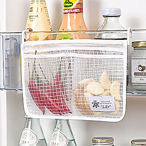 brandname Lanebudd Refrigerator Storage Mesh Bag Hanging Home Kitchen Classification Storage Bag Double Compartment Refrigerator Storage Hanging Bag 2 Pcs,White Blue,Large