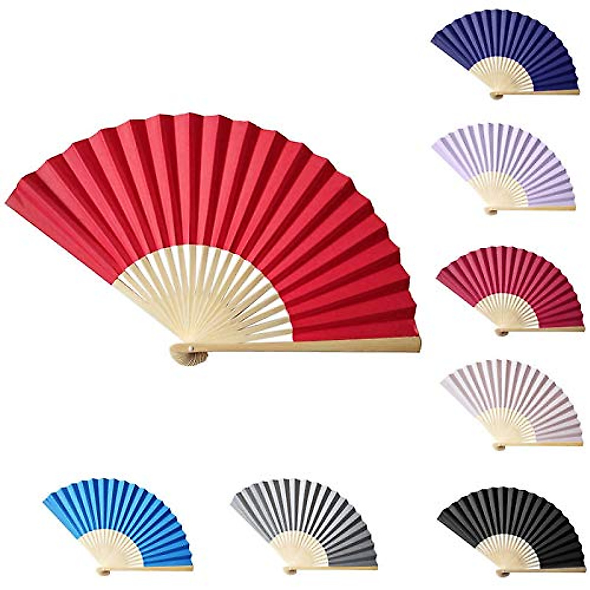 RAZZUM Decorative Folding Fans Solid Hand Held Paper Fans Bamboo Folding Fans Handheld Folded Fan for Party Hand Fan Cool Bamboo Flower Personalized fan