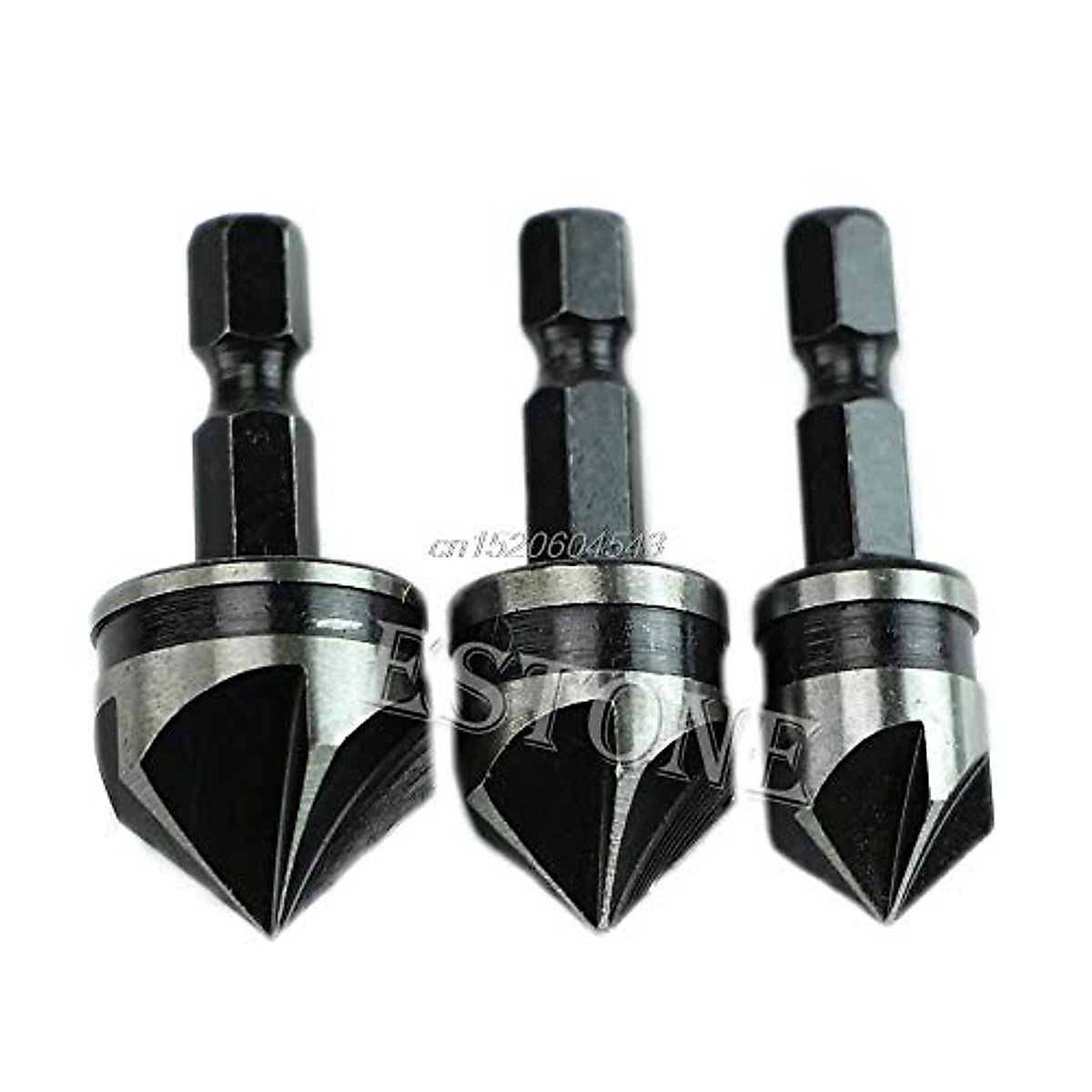 Tameco 3pc 12mm 16mm 19mm Countersink Bore Set 1/4" Hex Shank Wood Plastic Chamfer Bit R06 Drop Ship