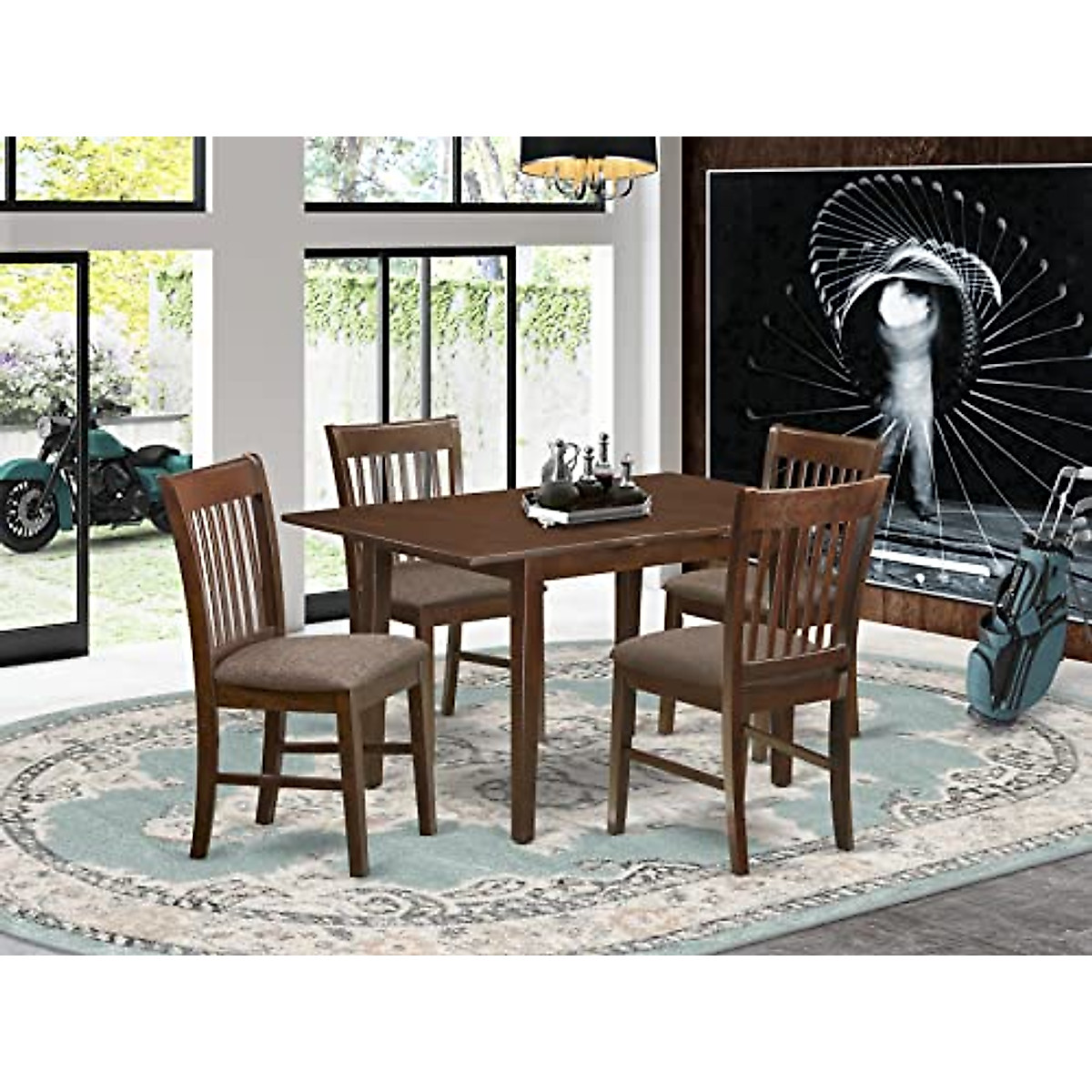 East West Furniture NOFK5-MAH-C Dining Set, 5-Piece