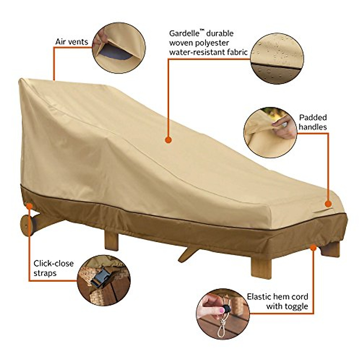 Classic Accessories Veranda Water-Resistant 78 Inch Patio Day Chaise Lounge Chair Cover, Patio Furniture Covers