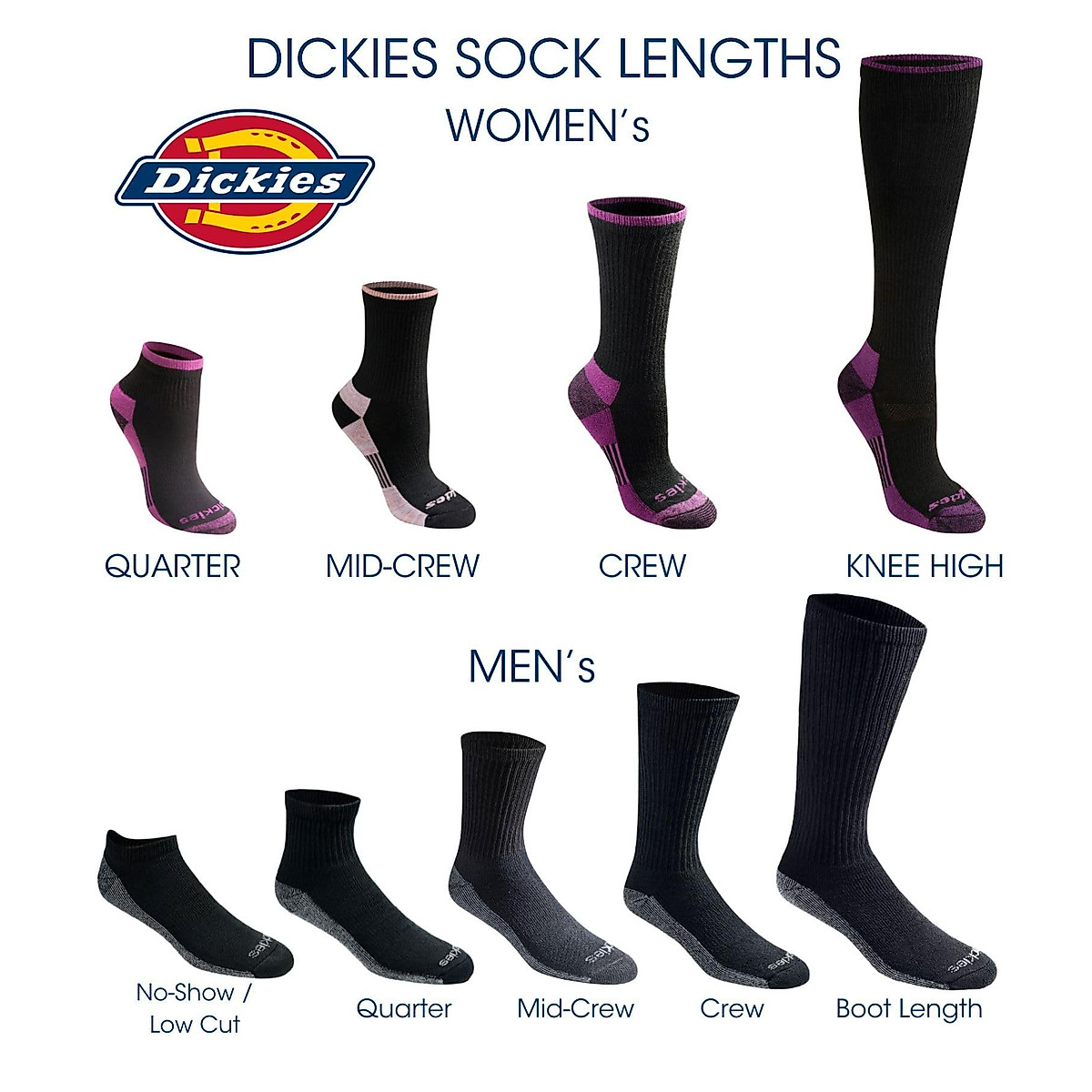 Dickies Women's Dri-Tech Fashion Moisture Control Crew Socks (5/6/12 Pairs) (S-XL), Black Heathered (6 Pairs), Large