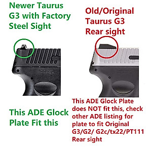 ADE Crusader RD3-009 Red Dot + Rear Sight Optic Mounting Plate/Adapter for All Glock (Non-MOS) Standard Models and Taurus G3C